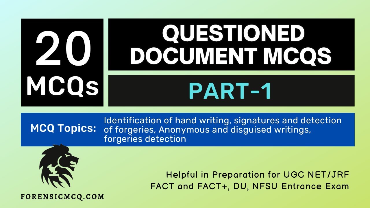Questioned Document MCQs With Answers | Examination of Forensic ...