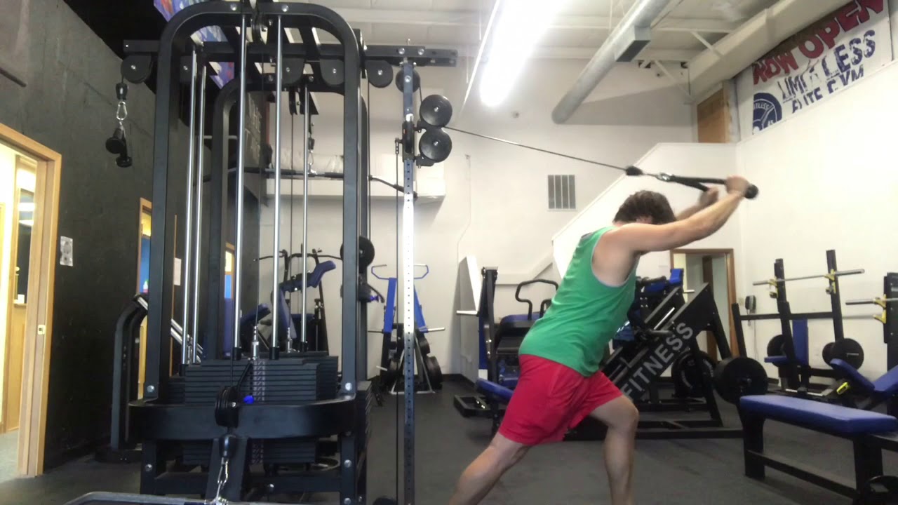Cable overhead triceps extension - YouTube