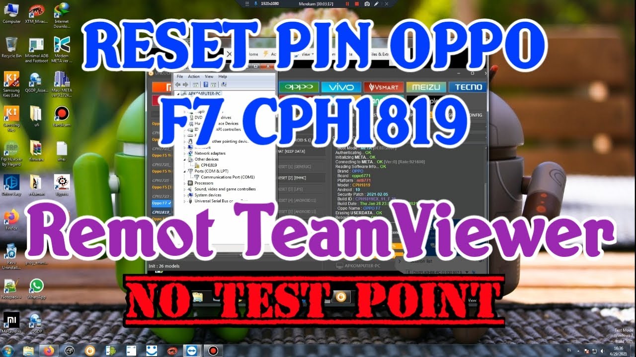 Reset pin oppo f7 cph1819 via unlocktool by remot teamviewer No test ...