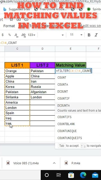 How to Find Matching Values between two Columns in MS EXCEL Tutorial 2022 - YouTube