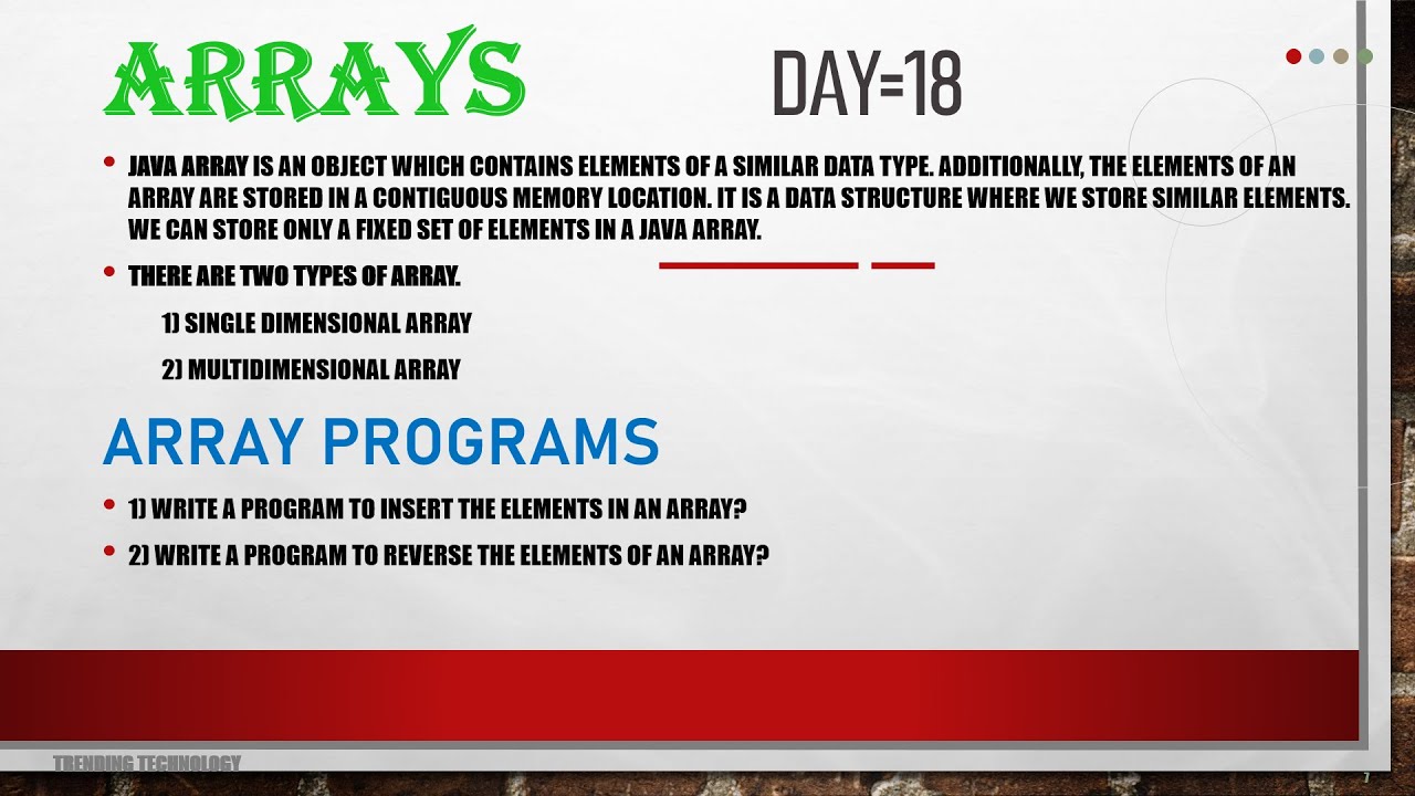 Java Program Day-18 [ Arrays , Types of Array ] #java #programming # ...
