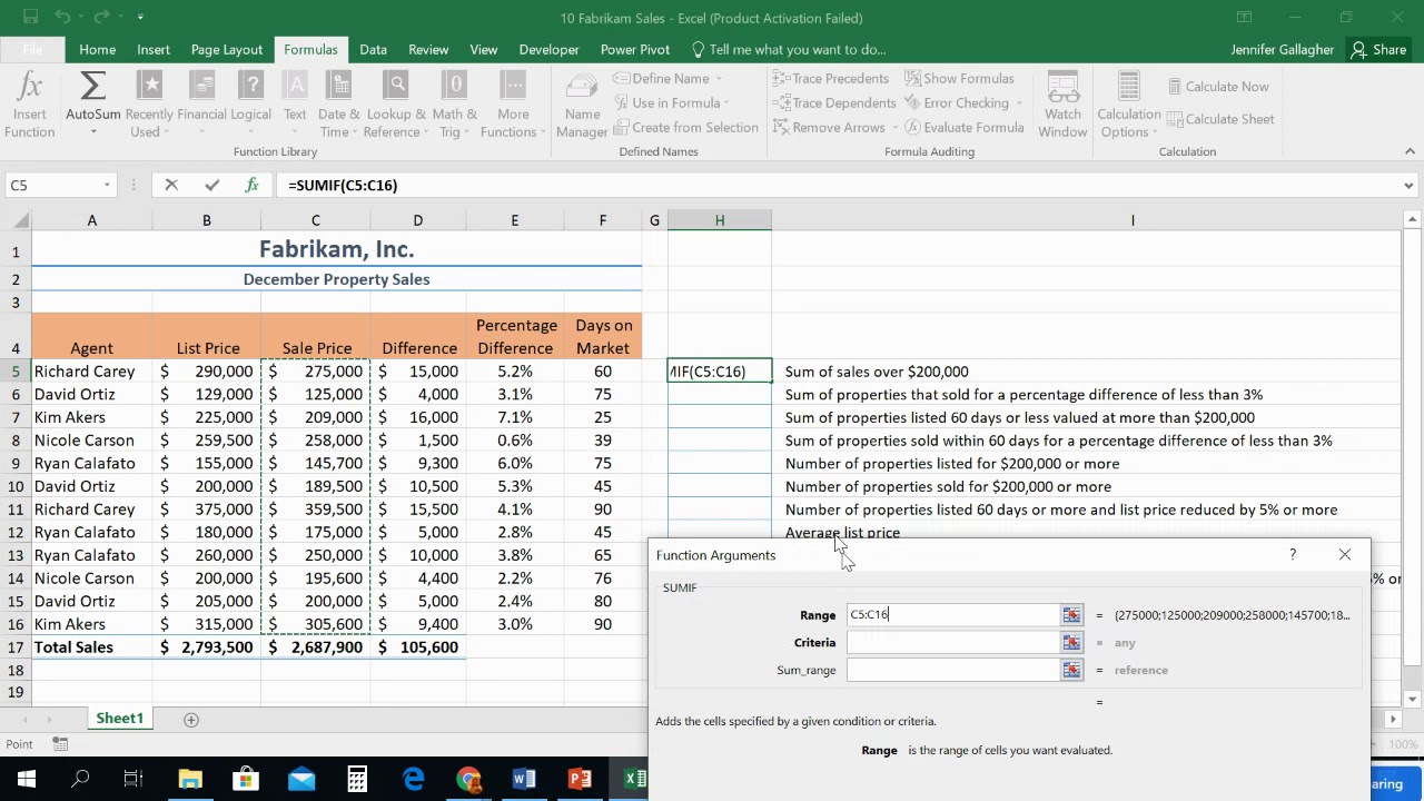 Excel Lesson 10 Part 1 - YouTube