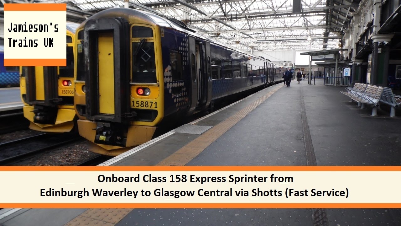 Onboard Class 158 Express Sprinter from Edinburgh Waverley to Glasgow ...