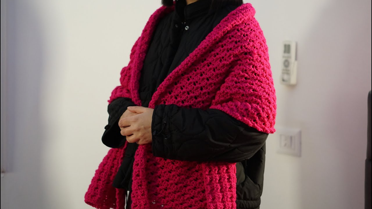 Cross stitch rectangular shawl crochet pattern - YouTube