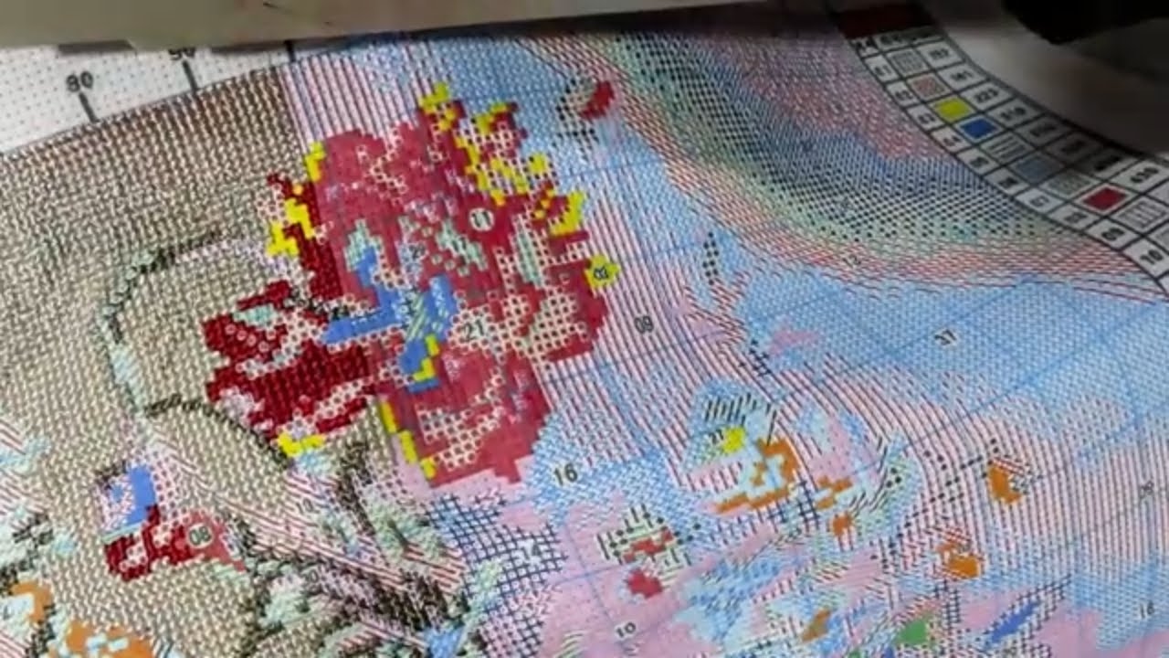 Silky Flowers Stamped Cross Stitch Kit Frame 1 Part 4 - YouTube