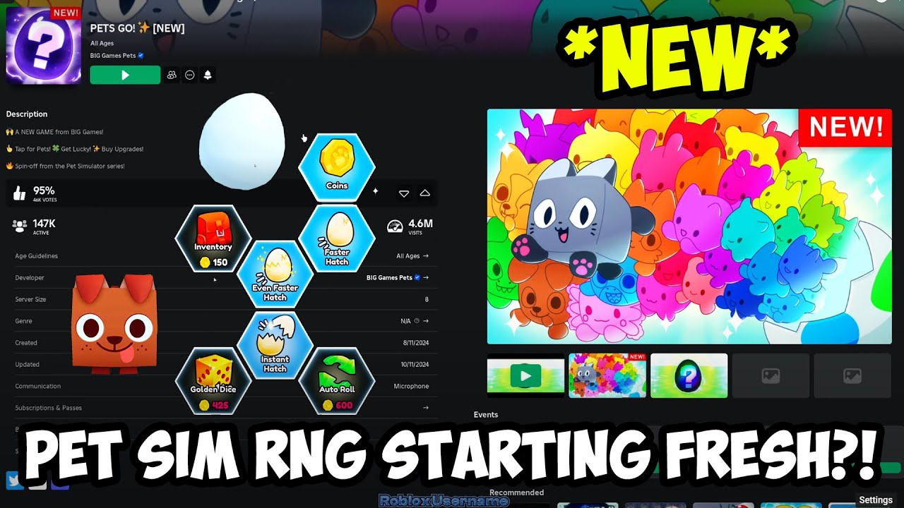 PET SIM RNG STARTING FRESH?! In Pets go | Roblox! - YouTube