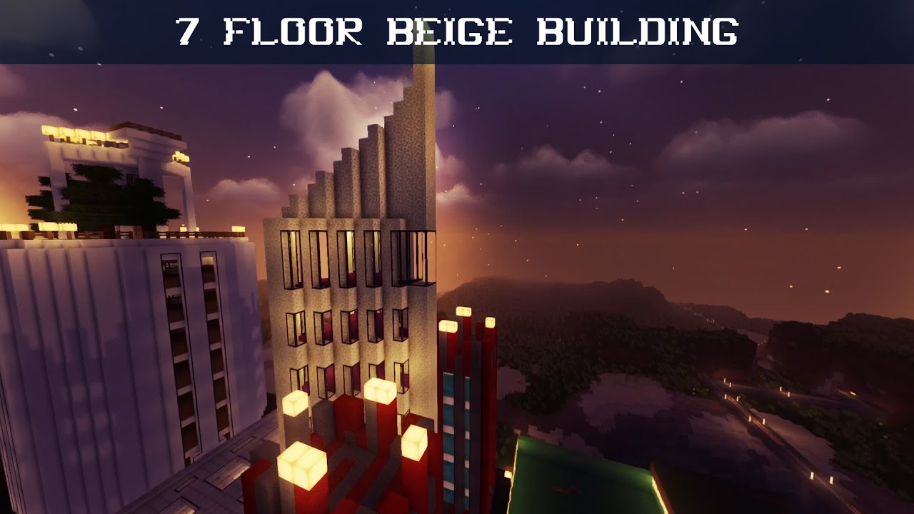 7 Floor Beige Building Minecraft Architecture - YouTube