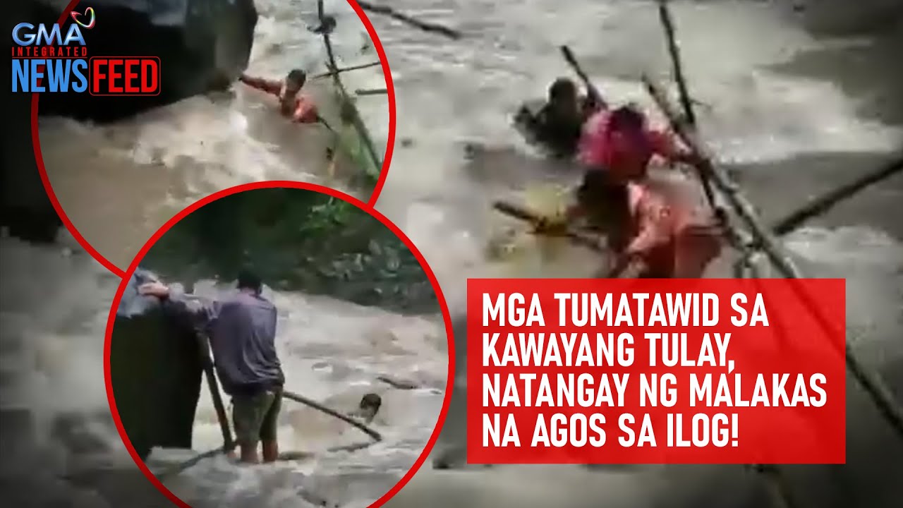 Mga tumatawid sa kawayang tulay, natangay ng malakas na agos sa ilog ...