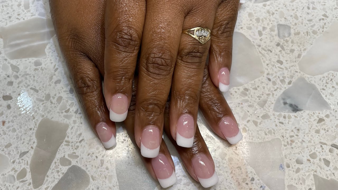 Nails Dip powder white tips cut $50 - YouTube