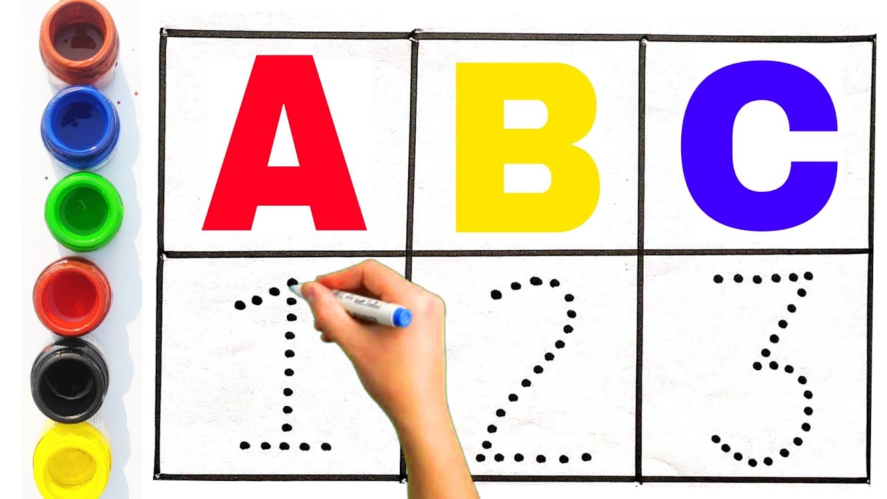Toodlers learning drawing number and alphabets, abcd drawing, kids ...
