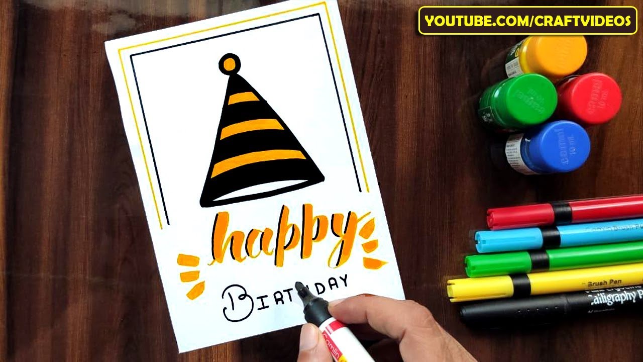 BIRTHDAY CARD DRAWING EASY - YouTube