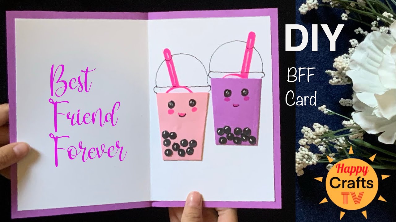 Make this Bubble Tea BFF Card for Your Best Friend, Easy DIY Paper ...