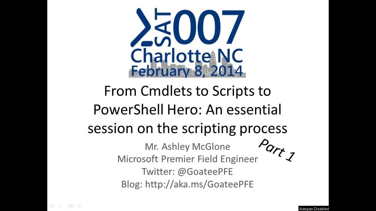 PowerShell Saturday 007 Charlotte: From Cmdlets to Scripts to PowerShell Hero - Part 1 - YouTube