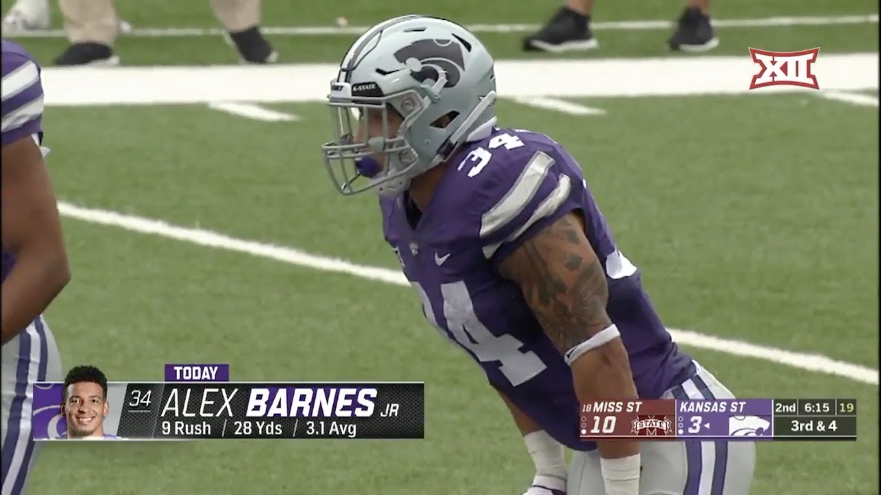 Alex Barnes (Kansas State RB #34) Vs. Mississippi State 2018 - YouTube