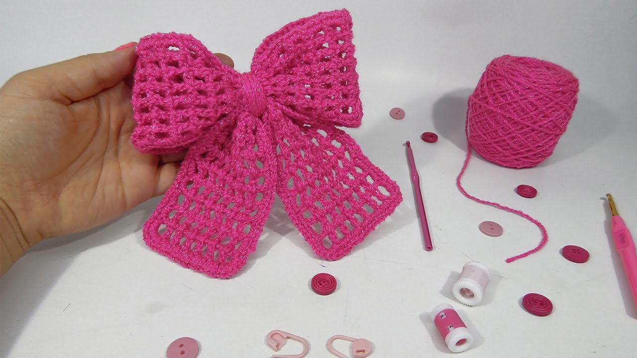 Practica forma de tejer un MOÑO a crochet 🎀🎀 - lazo en punto calado ...