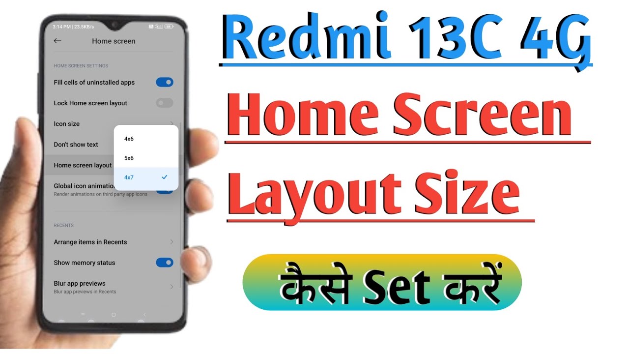 How to Set Home Screen Layout Size In Redmi 13C Phone | Home Screen ...