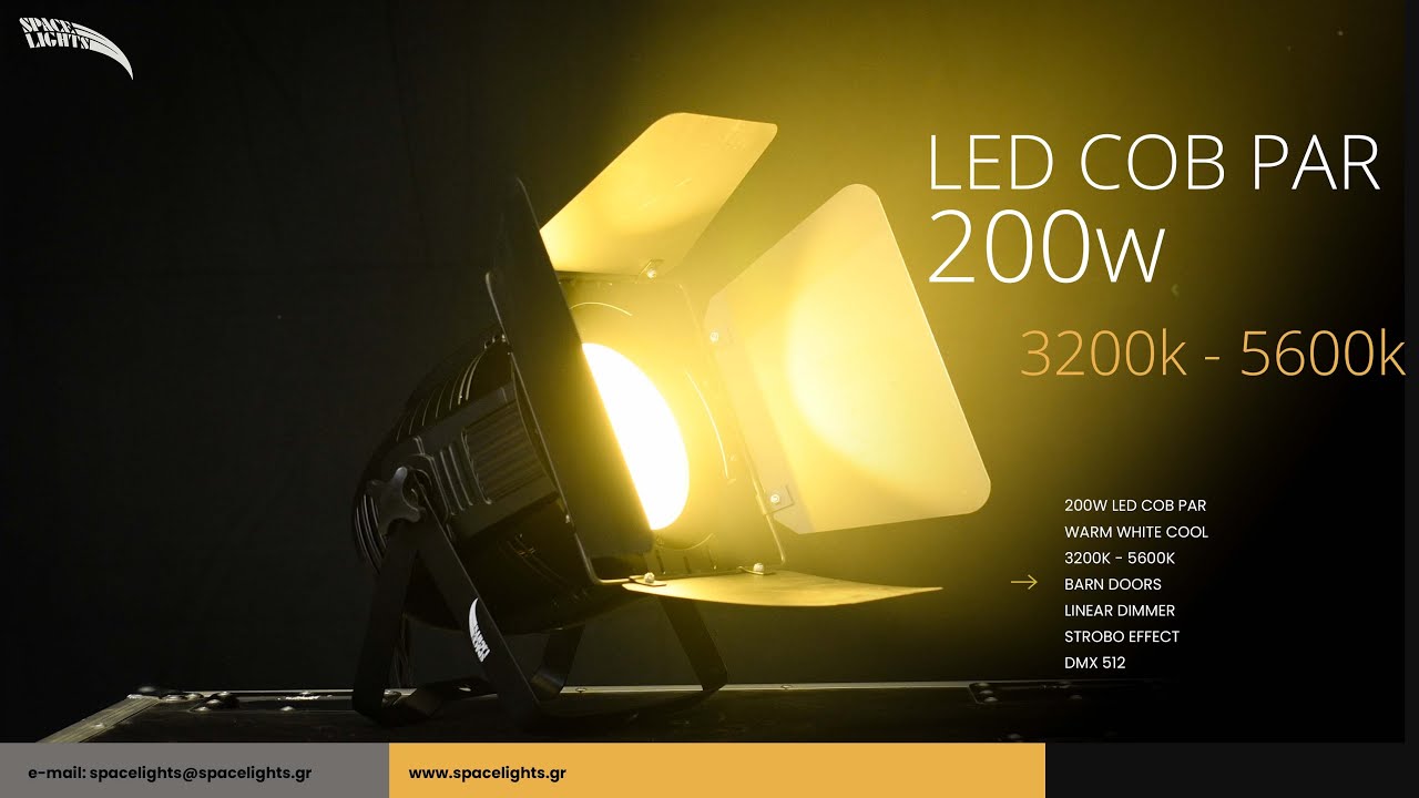 SPACE LIGHTS LED COB PAR 200W WARM COOL WHITE - YouTube