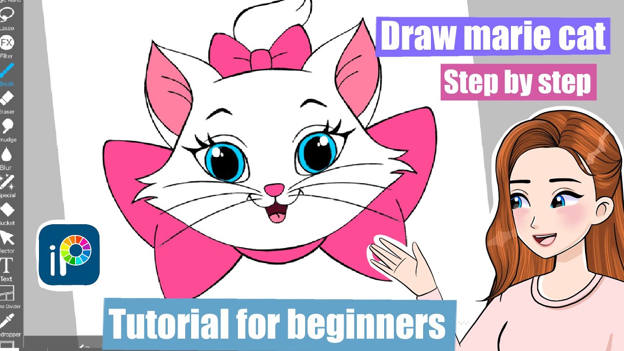 How to draw Marie cat in ibis paint x / ibis paint x step by step ...