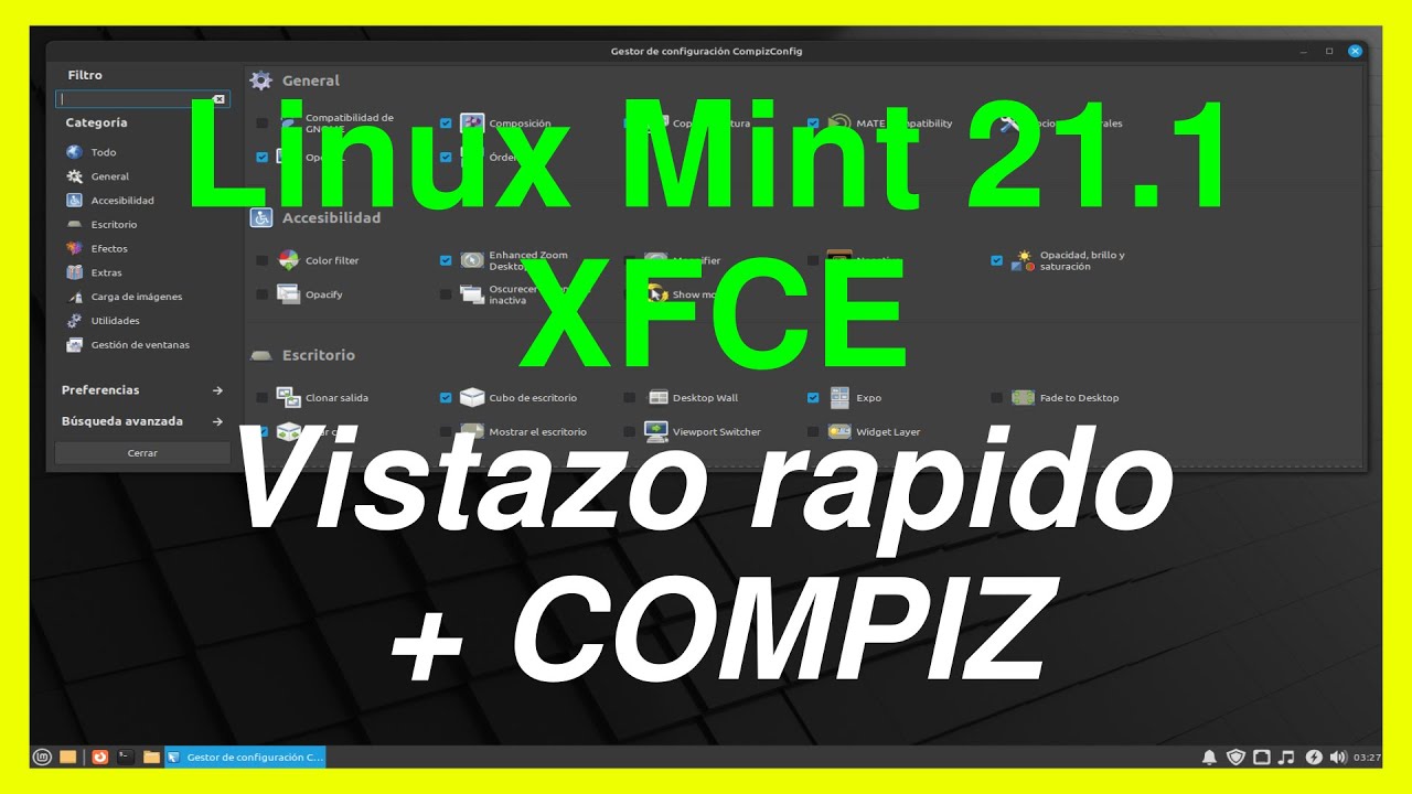 Linux Mint 21.1 XFCE Vistazo Rapido + Compiz - YouTube