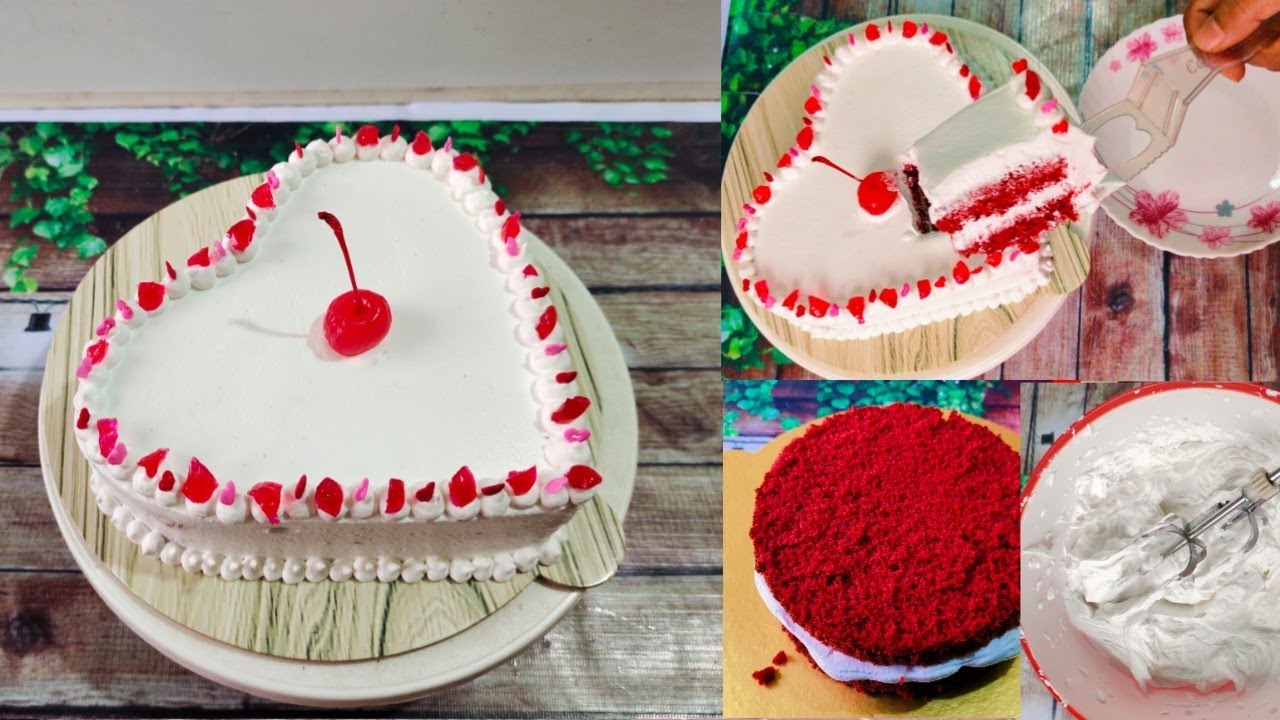 Round cake to Heart shape cake | রেড ভেলভেট কেক রেসিপি | How to make ...