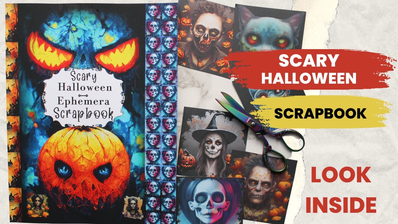 Look Inside | Scary Halloween Ephemera Scrapbook Part 1 - YouTube