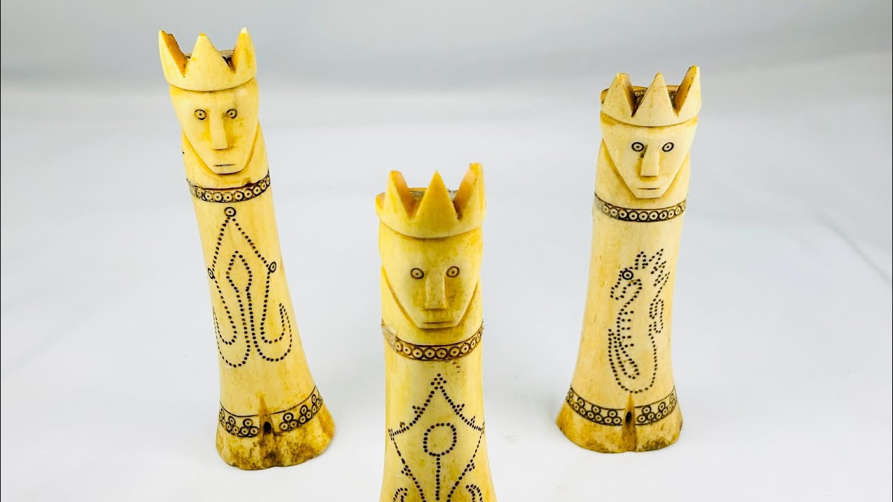 Three Indonesian Carved Buffalo Bone Lime Containers - YouTube