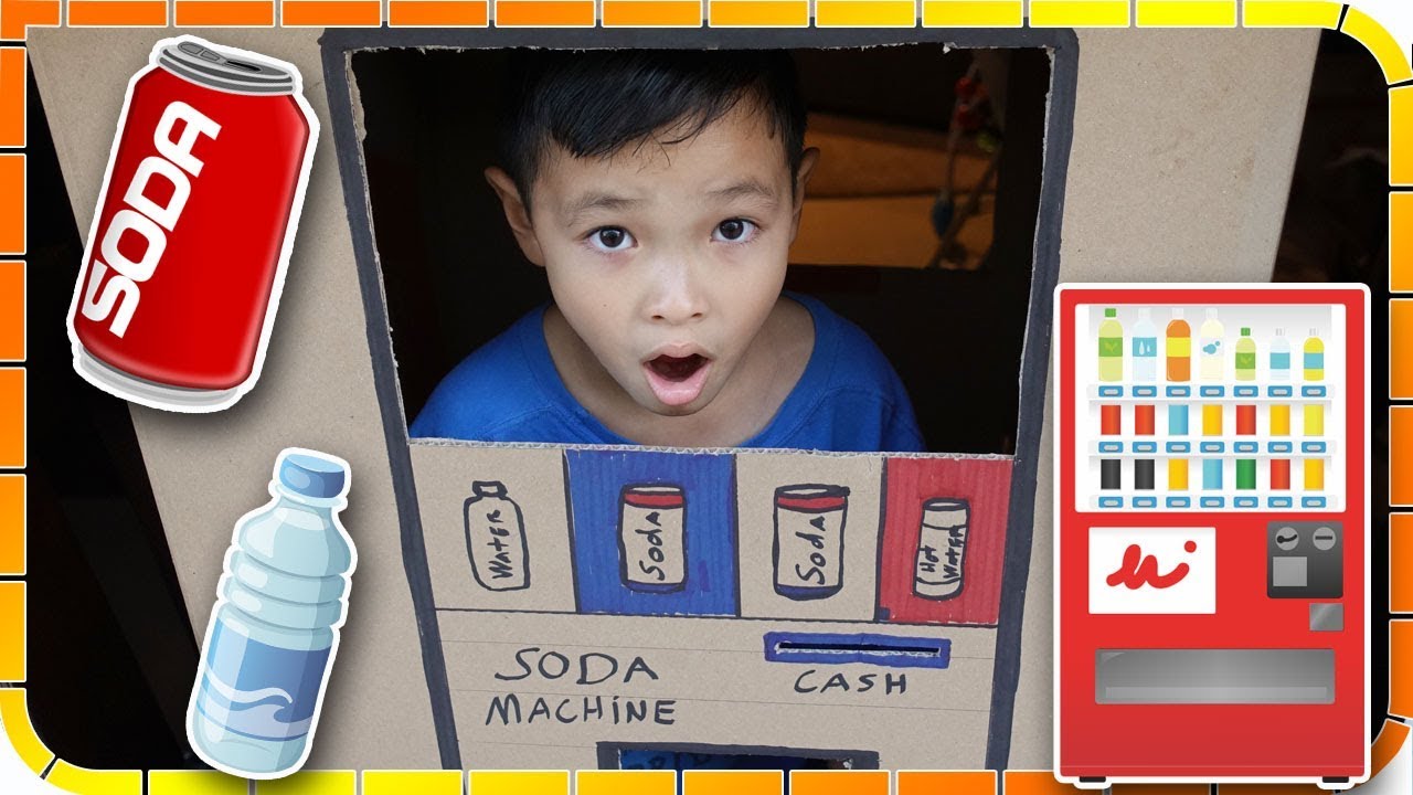 Kids Pretend Play SODA Vending Machine Made From CardBoard - YouTube