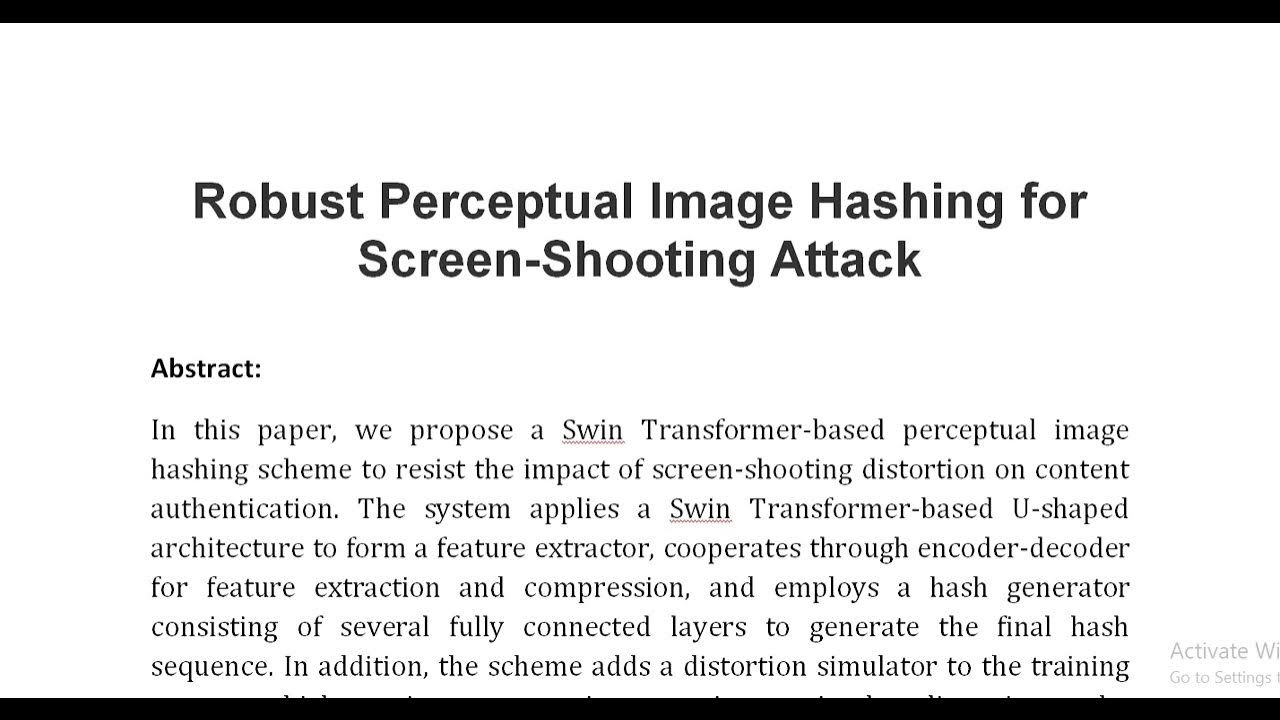 Robust Perceptual Image Hashing for Screen Shooting Attack - YouTube