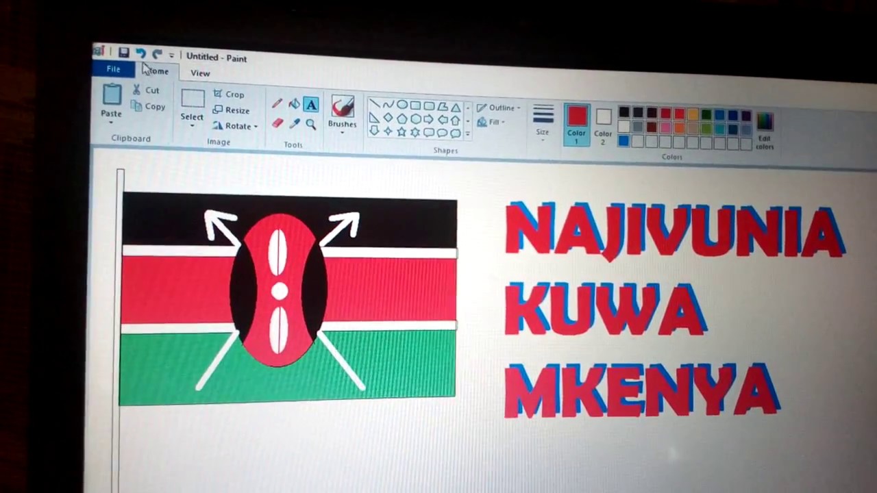 how to draw Kenya flag using ms paint program | Sachem kenya |tutorials ...