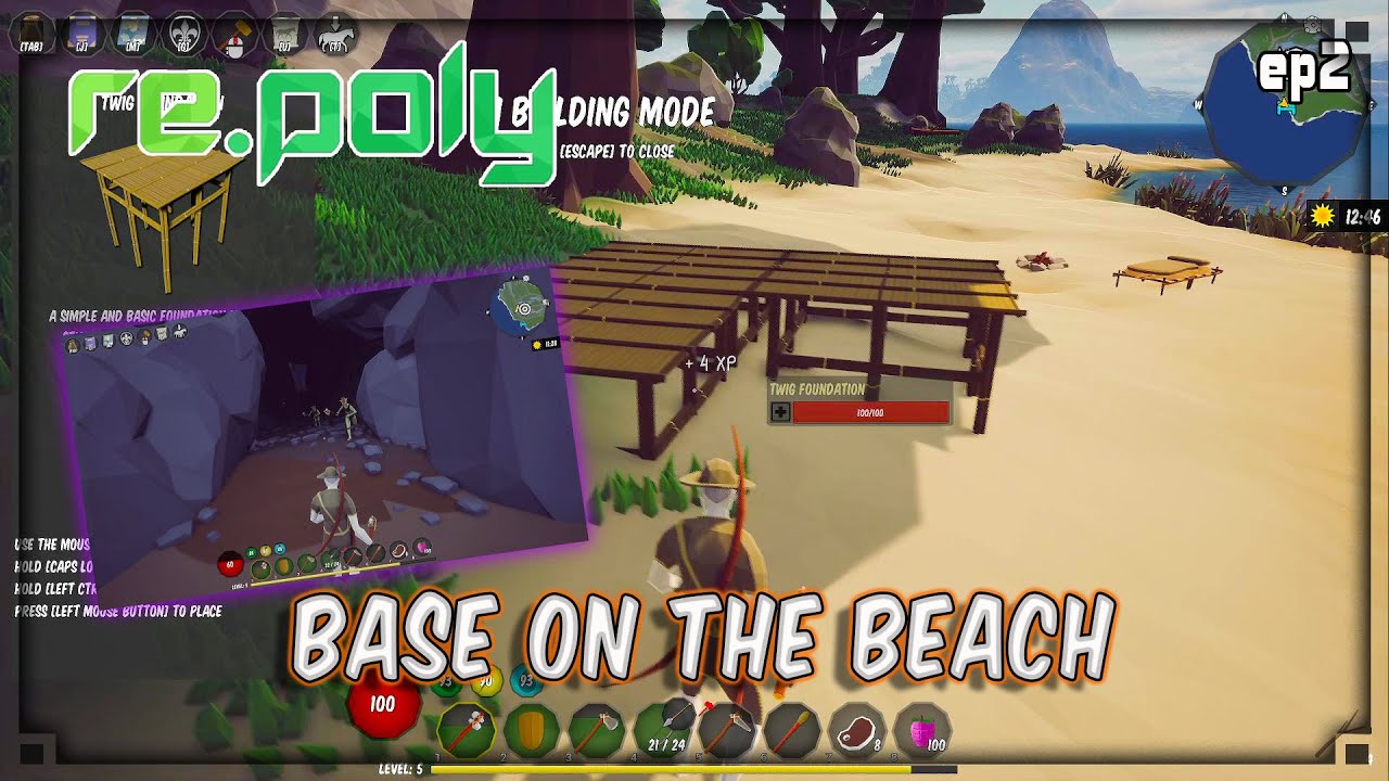 Re.poly - S2 ep2 Base On The Beach.. Crafting | Farming| Survive - YouTube