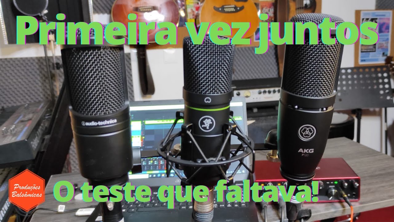 Audio-Technica AT2020 / AKG P120 / Mackie EM-91C. Os três microfones de ...