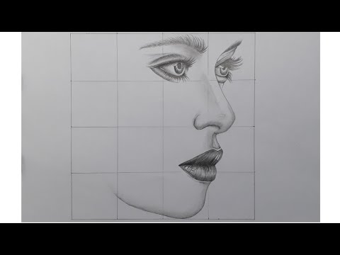 Easiest method to draw face / Grid method to draw realistic face - YouTube