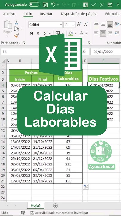 CALCULAR DÍAS LABORABLES ENTRE DOS FECHAS EN EXCEL #Excel #Exceltips #Exceltutorial #Shorts ...
