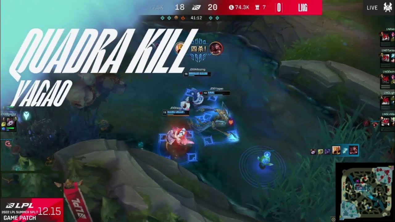 Yagao Quadra Kill Azir on LPL - JDG vs LNG - YouTube
