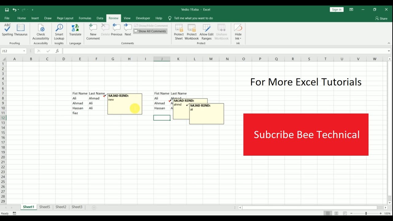 How Create Commentsshowedit And Delete In Excel Excel Tutorial