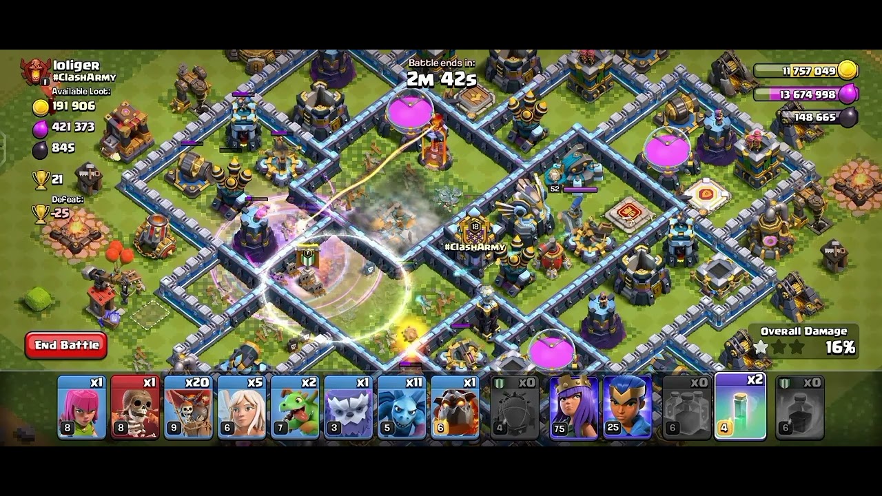 super wizard attack th13 || coc blimp super wizard invisible spell ...