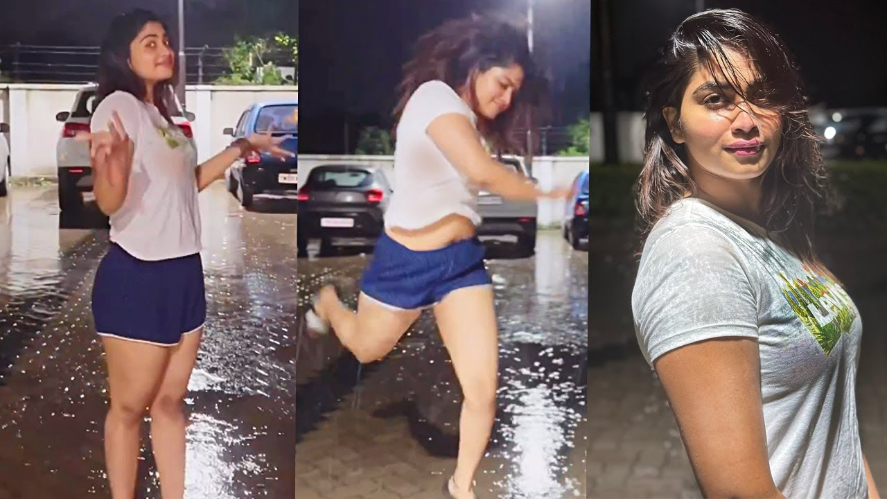 Shivani Narayanan Hot Rain Dance 🌧️ | Chennai Rain | Tamil Actress Rain ...