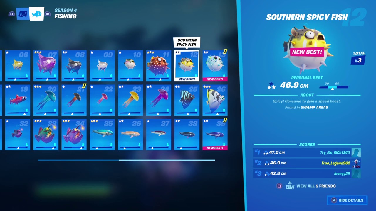 Every fish in fortnite pause on which you need 1 is impossible - YouTube