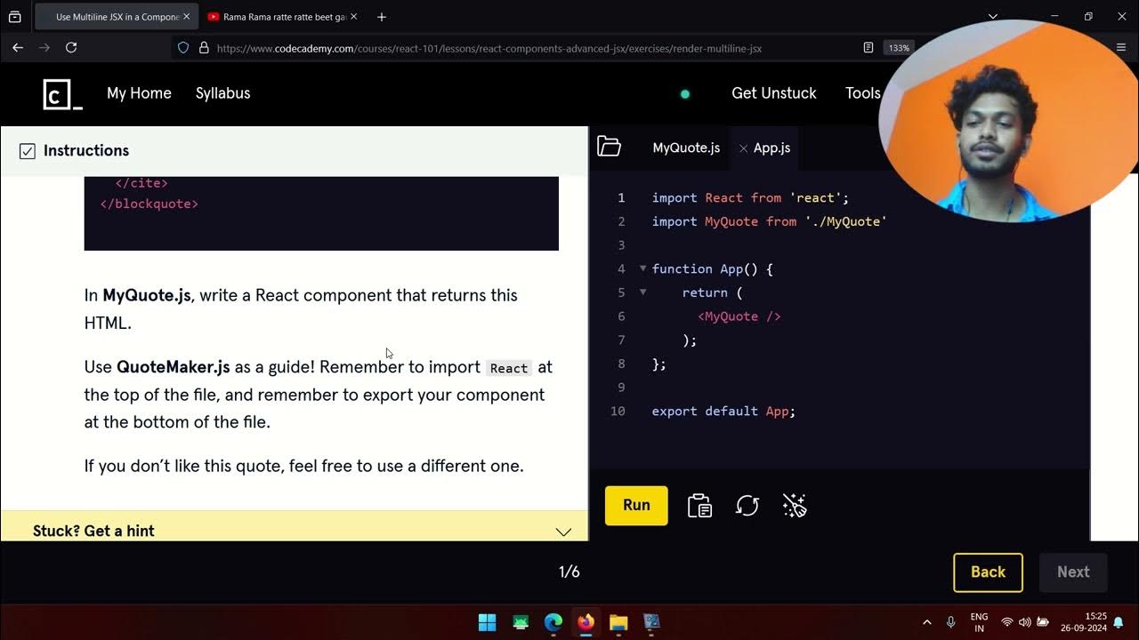 Components and Advanced JSXUse Multiline JSX in a Component - YouTube