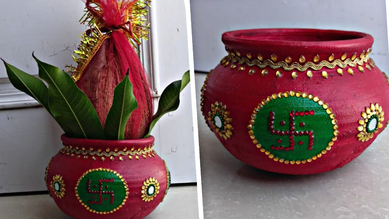Beutiful Kalash Decoration Tutorial || How To Decoration Kalash And Pot ...