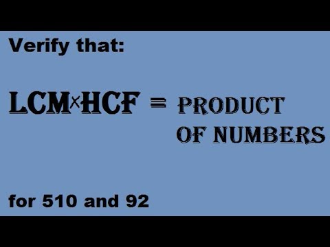 HCF and LCM of 510 and 92 || verify that :LCM.HCF = product of numbers ...