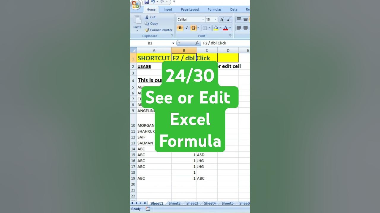 24/30 Excel Shortcut See / Edit Formula in a cell #excel #spreadsheetmagic #spreadsheetsoftware ...