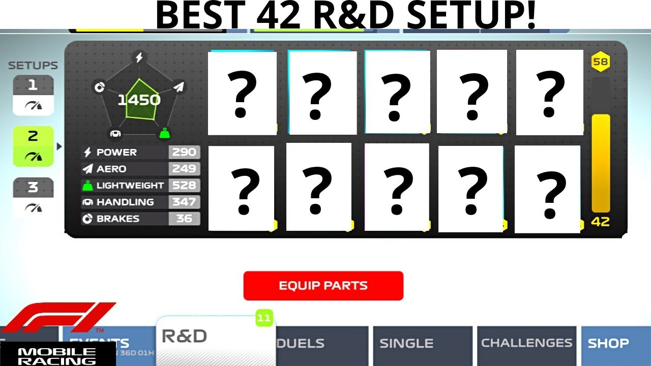 F1 Mobile Racing Best 42 R&D Setup! - YouTube