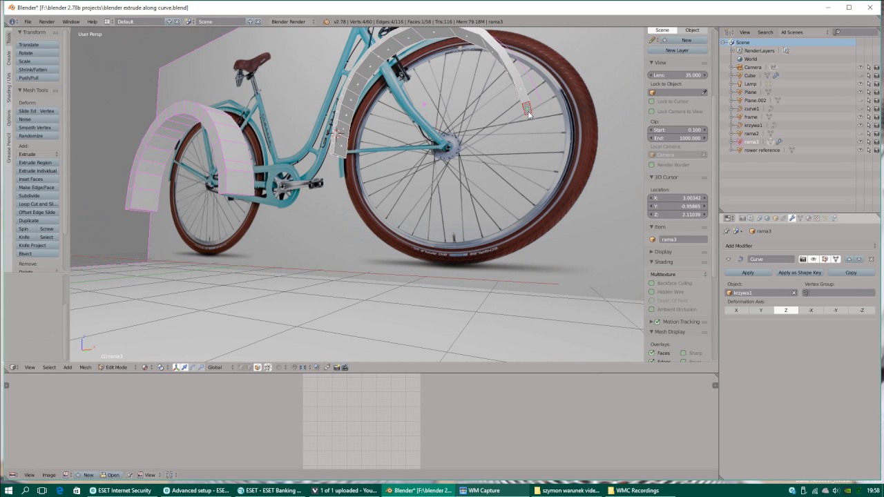 Blender 2 78b extrude along curve tutorial PL updated - YouTube