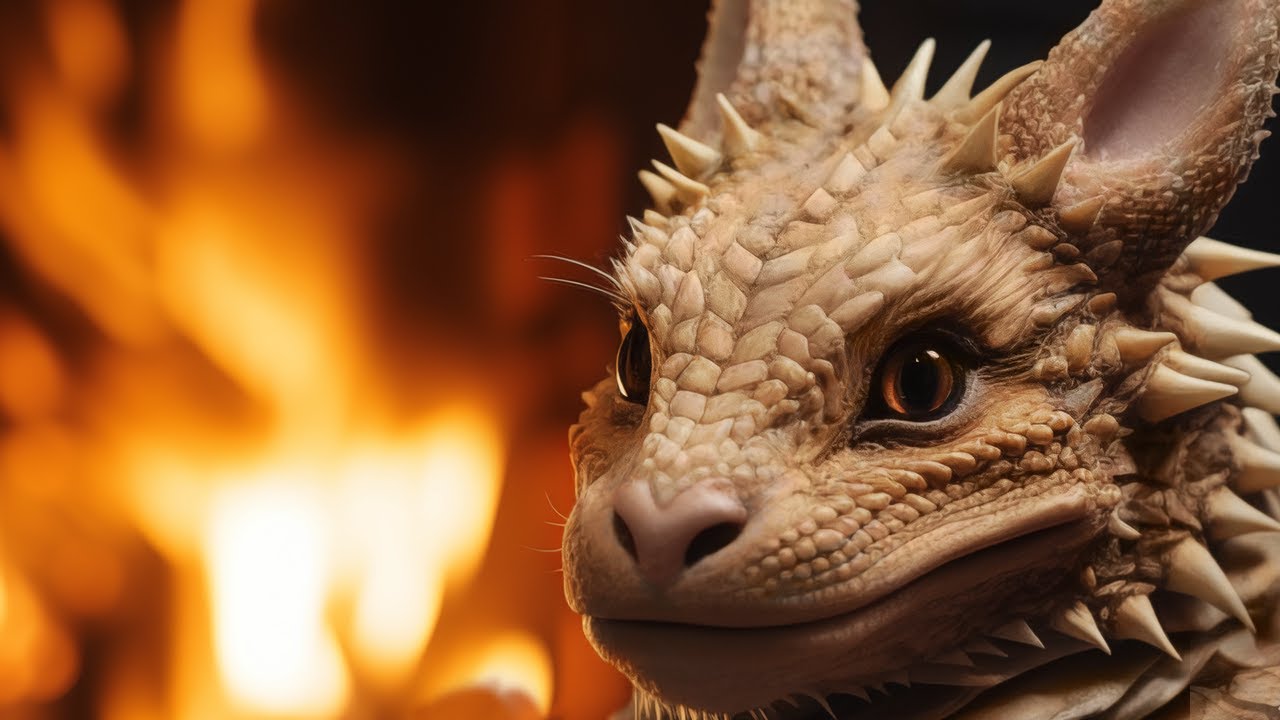 Relax with a Purring Dragon Pup 🐲 Crackling Fireplace 🔥 Fall Asleep in ...