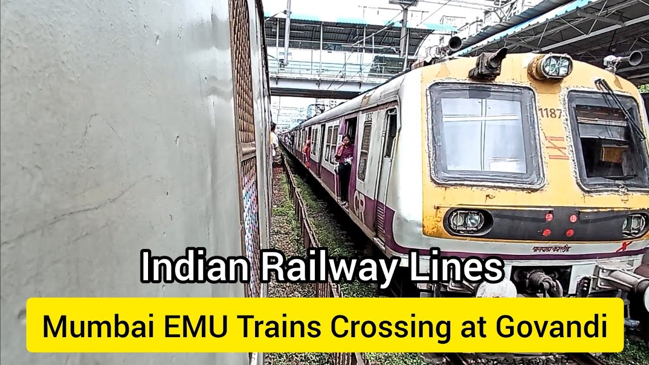 Mumbai Central Railway EMU Local Trains Speed crossing at Govandi ...