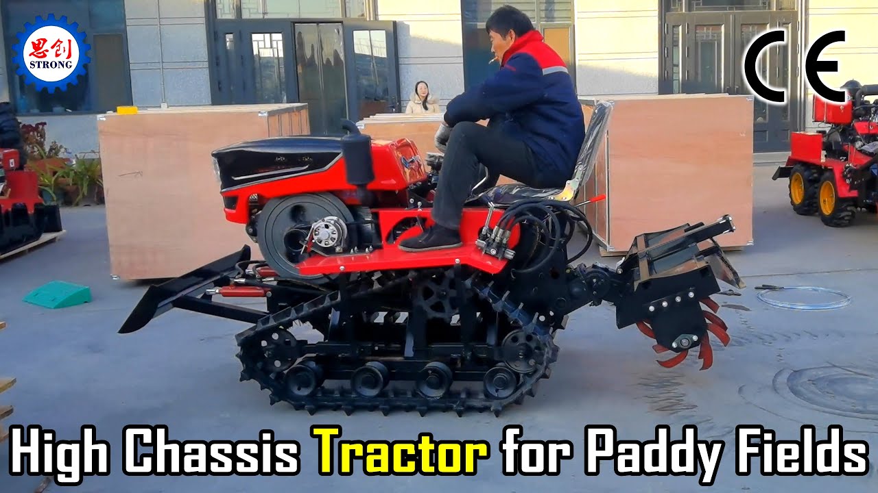 High Chassis Multifunctional Mini Tracked Tractor for Paddy Fields ...