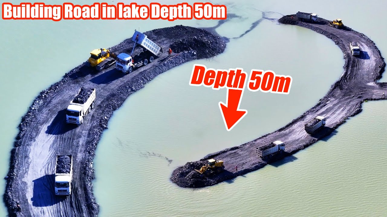 Part 458| Amazing! Building Road In the middle of the lake Water Depth ...