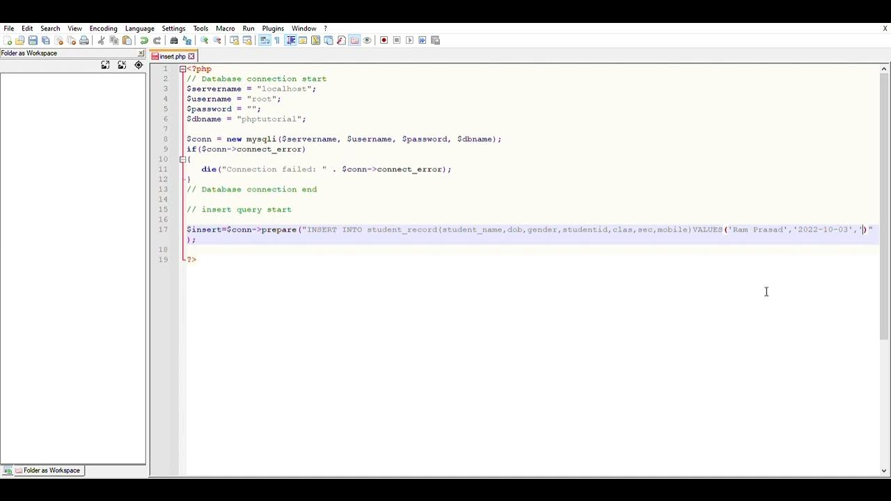php insert code | Insert code in php | php - YouTube