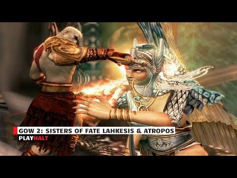 God of war 2 skin edition blue kratos vs lahkesis sister of fate boss ...